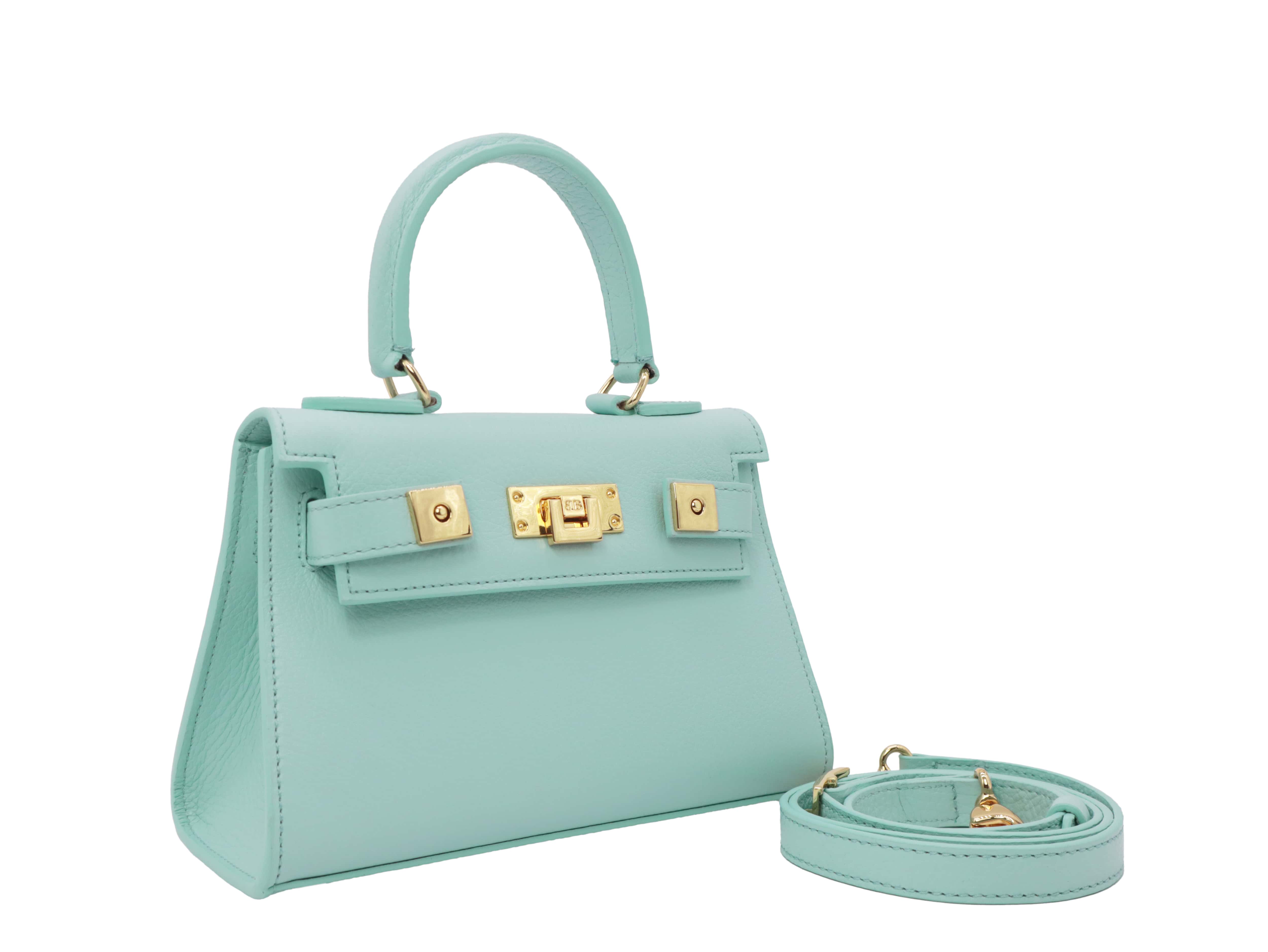 Maya Mignon Alce Leather Handbag Aqua | Lalage Beaumont