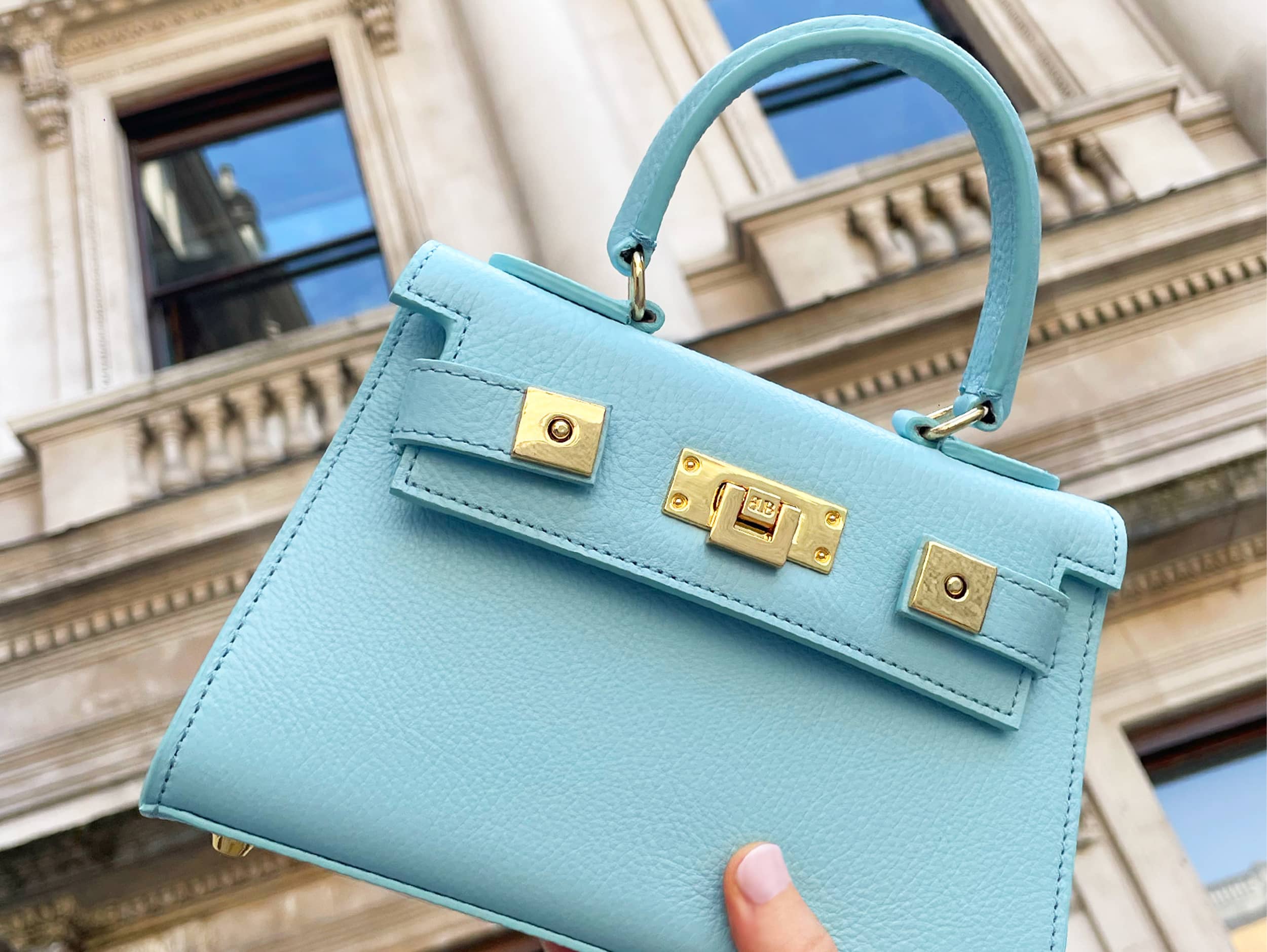 Maya Mignon Alce Leather Handbag Aqua | Lalage Beaumont