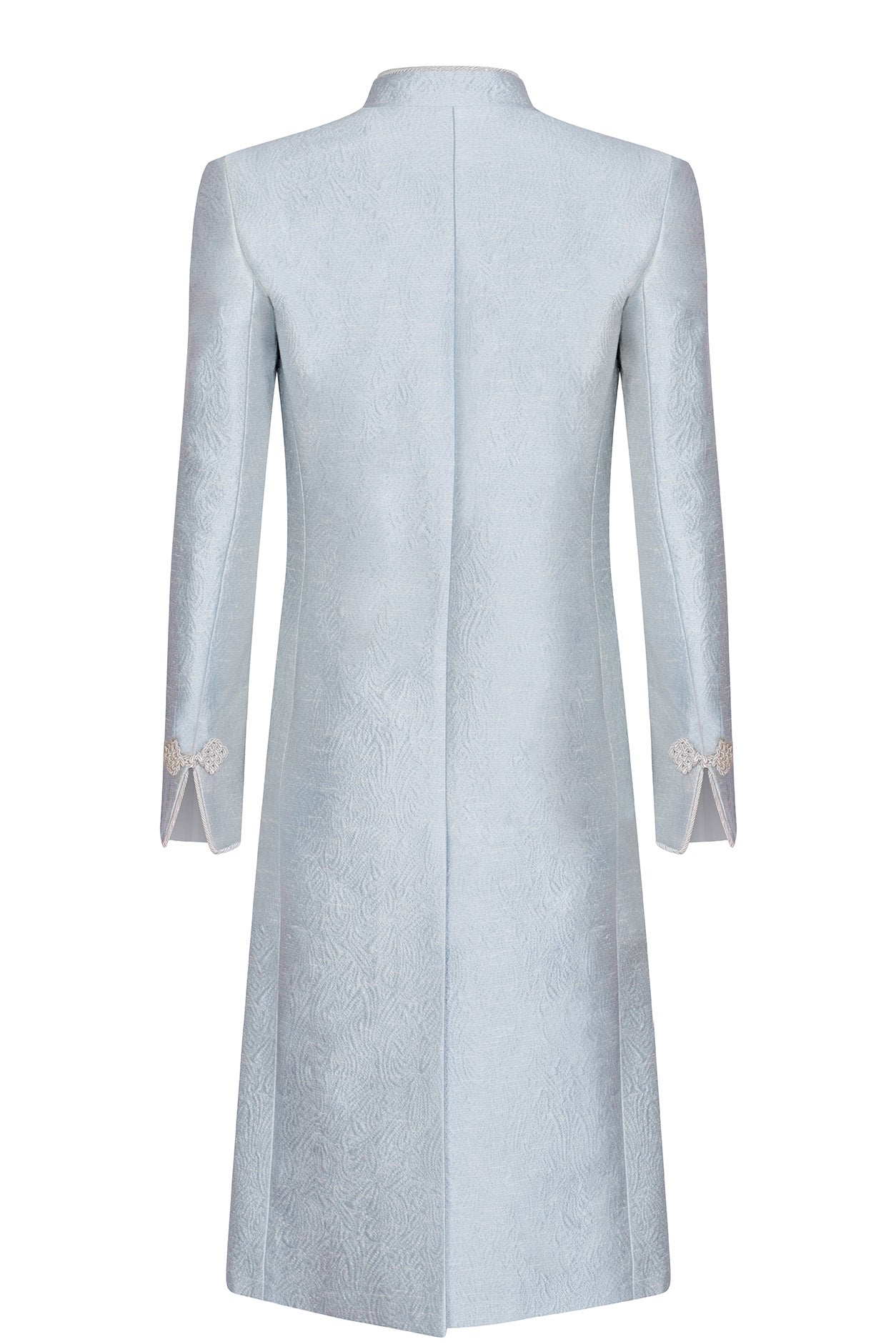 Pale Blue Dress Coat in Silk Brocade with Cord Trim and Frogging ...
