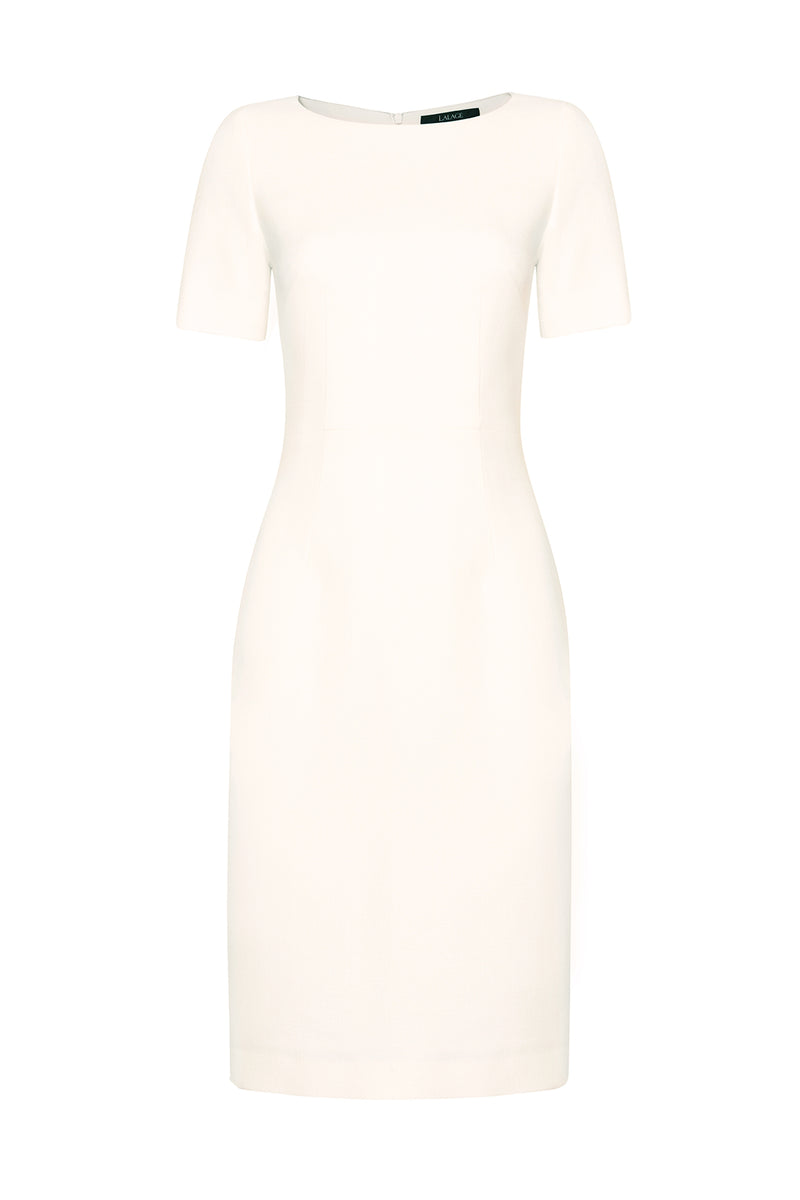 Wool Faille Dress in Ivory - Angie – Lalage Beaumont